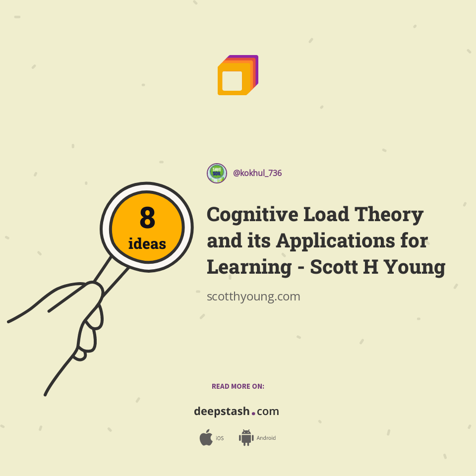 Cognitive Load Theory and its Applications for Learning - Scott H Young - Deepstash