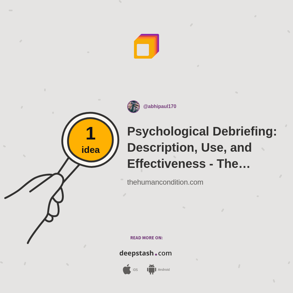 Psychological Debriefing: Description, Use, and Effectiveness - The ...
