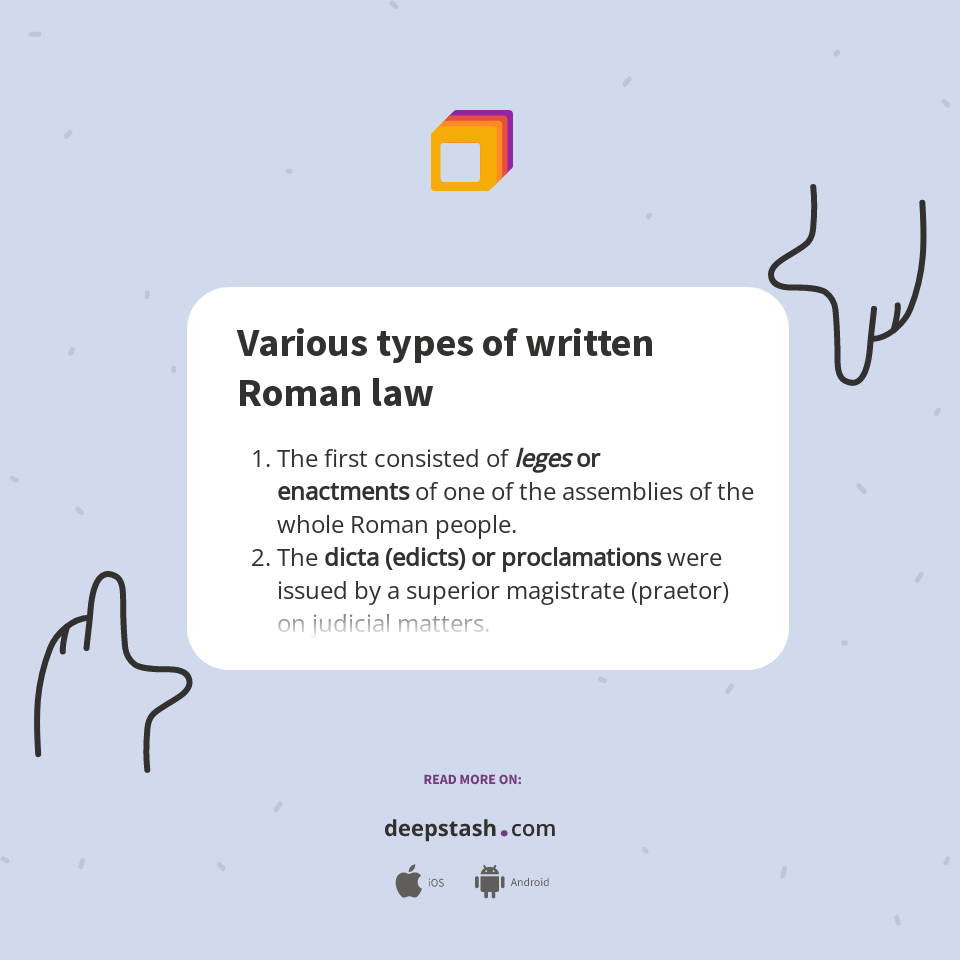 Various types of written Roman law - Deepstash