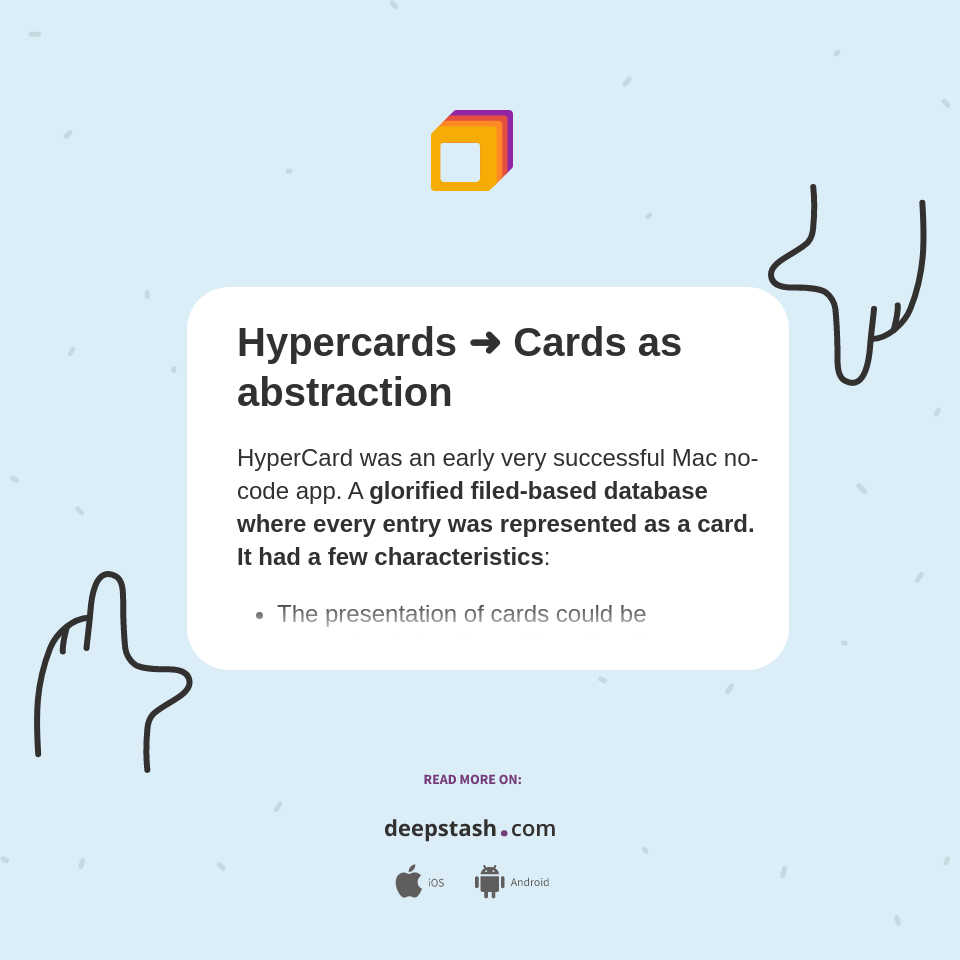Hypercards Cards as abstraction - Deepstash