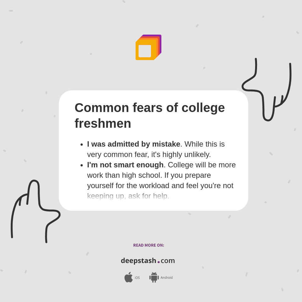 Common fears of college freshmen - Deepstash