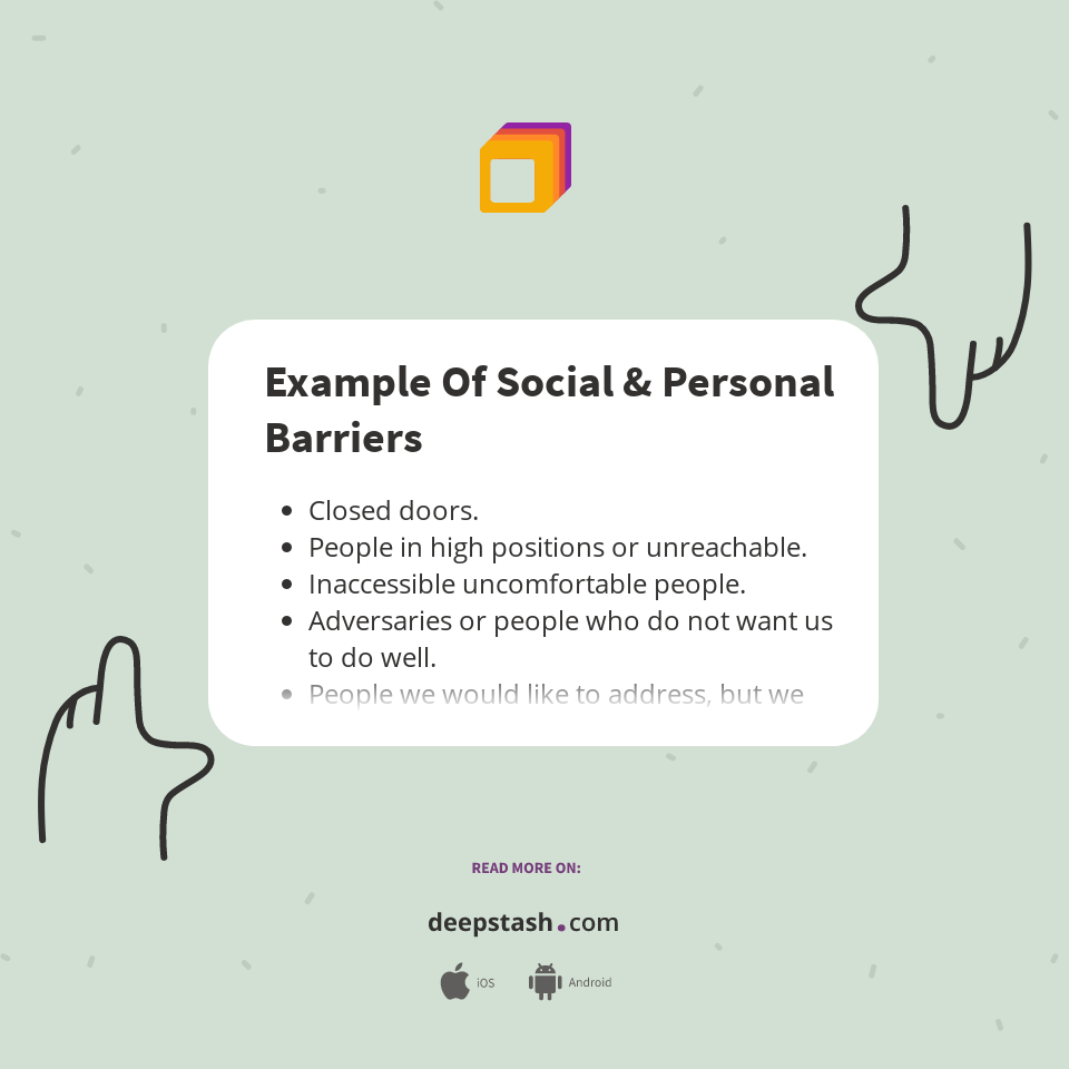 Example Of Social & Personal Barriers - Deepstash