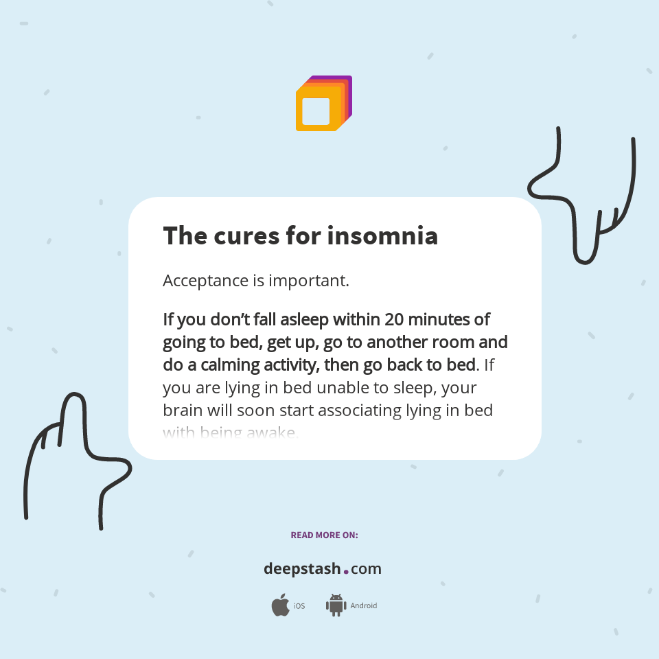 The cures for insomnia - Deepstash
