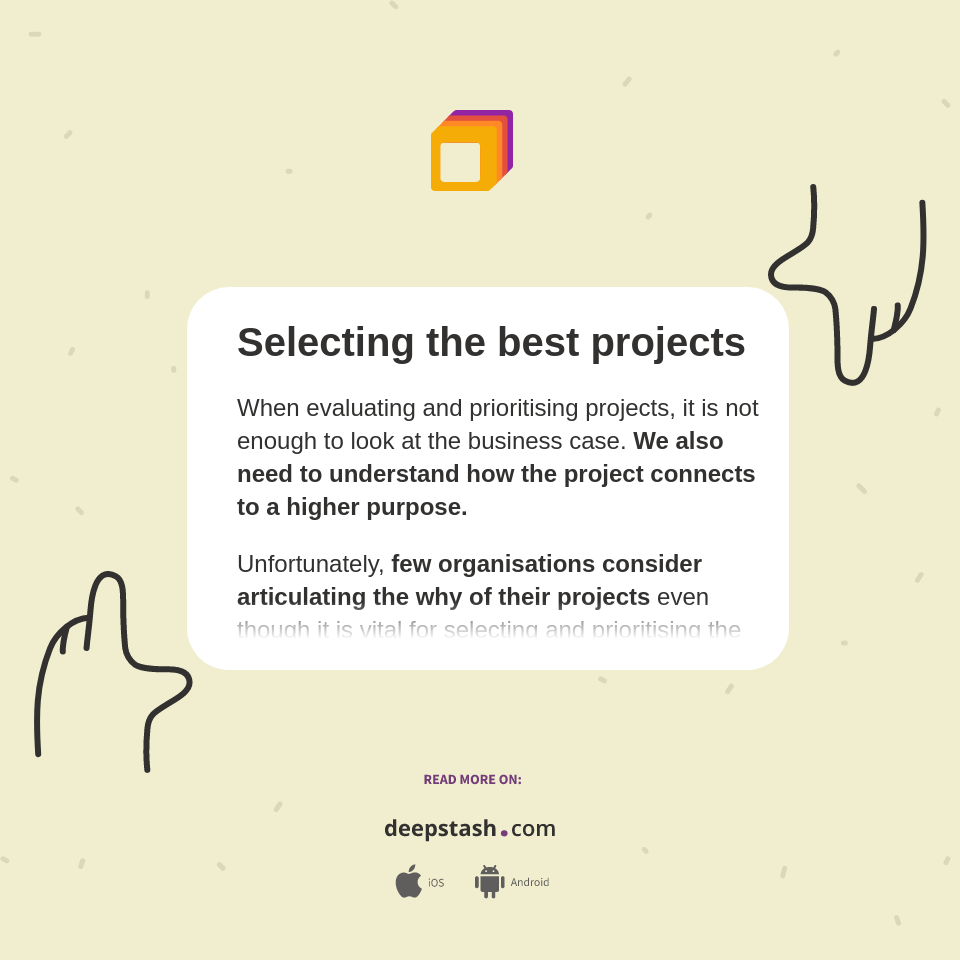 Selecting the best projects - Deepstash