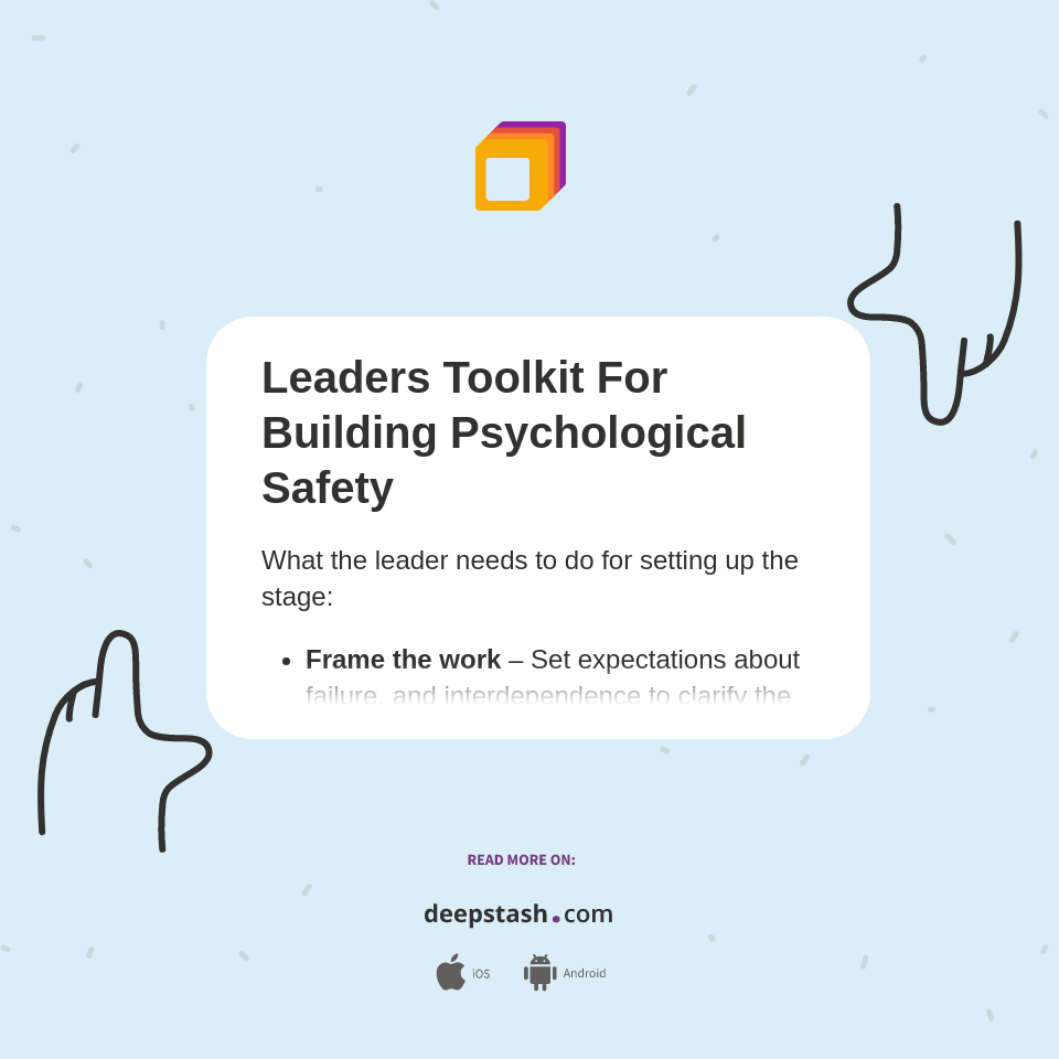Leaders Toolkit For Building Psychological Safety - Deepstash