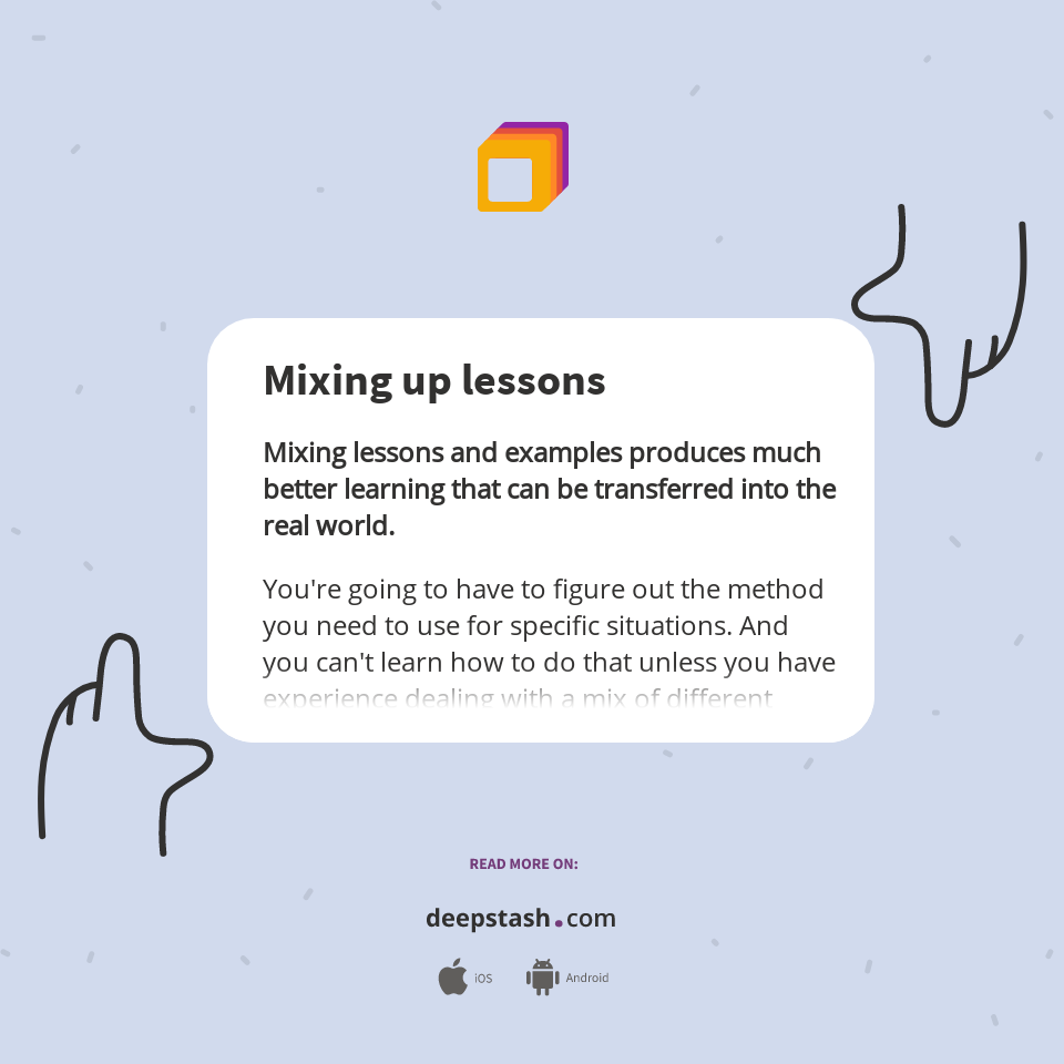 Mixing up lessons - Deepstash