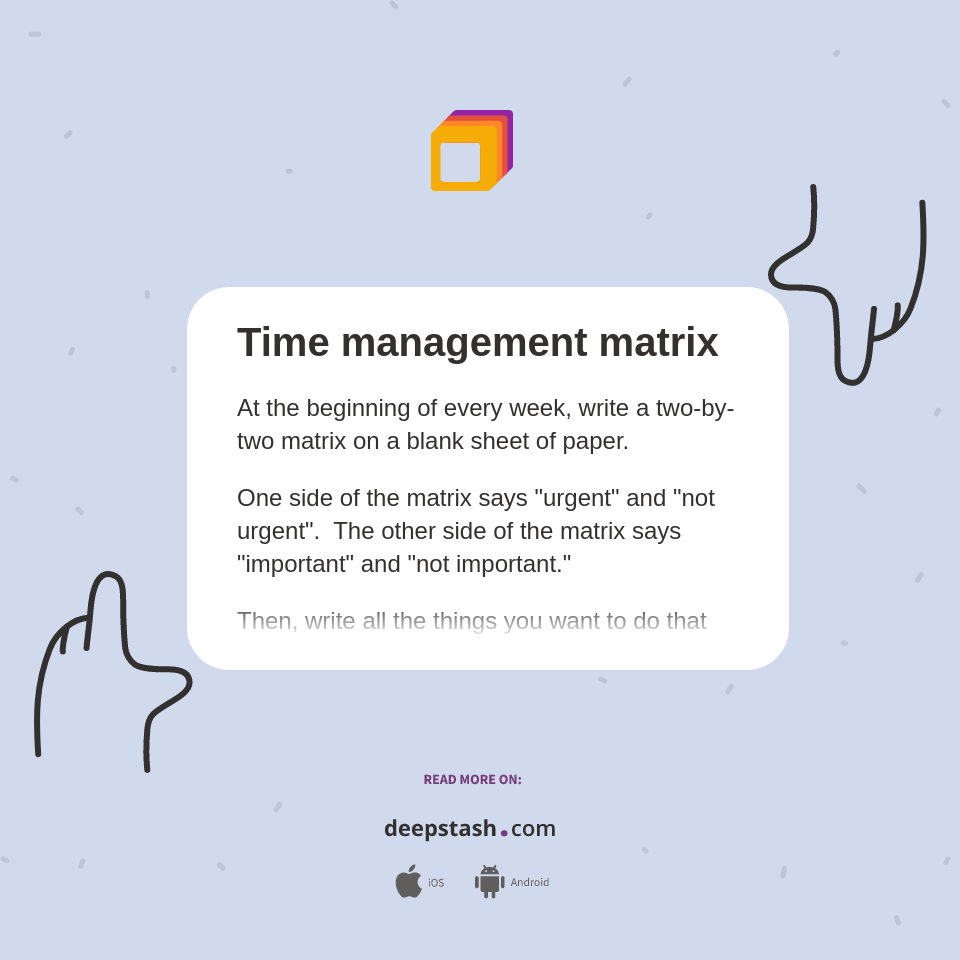 Time management matrix - Deepstash