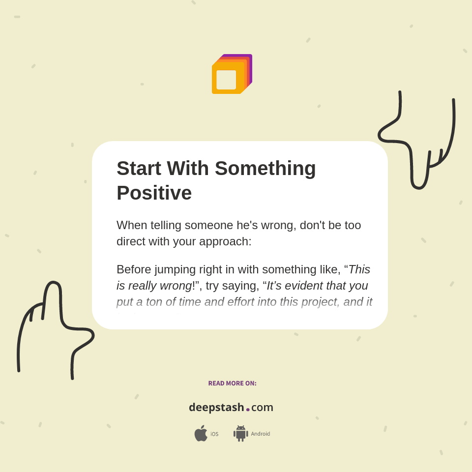 Start With Something Positive - Deepstash