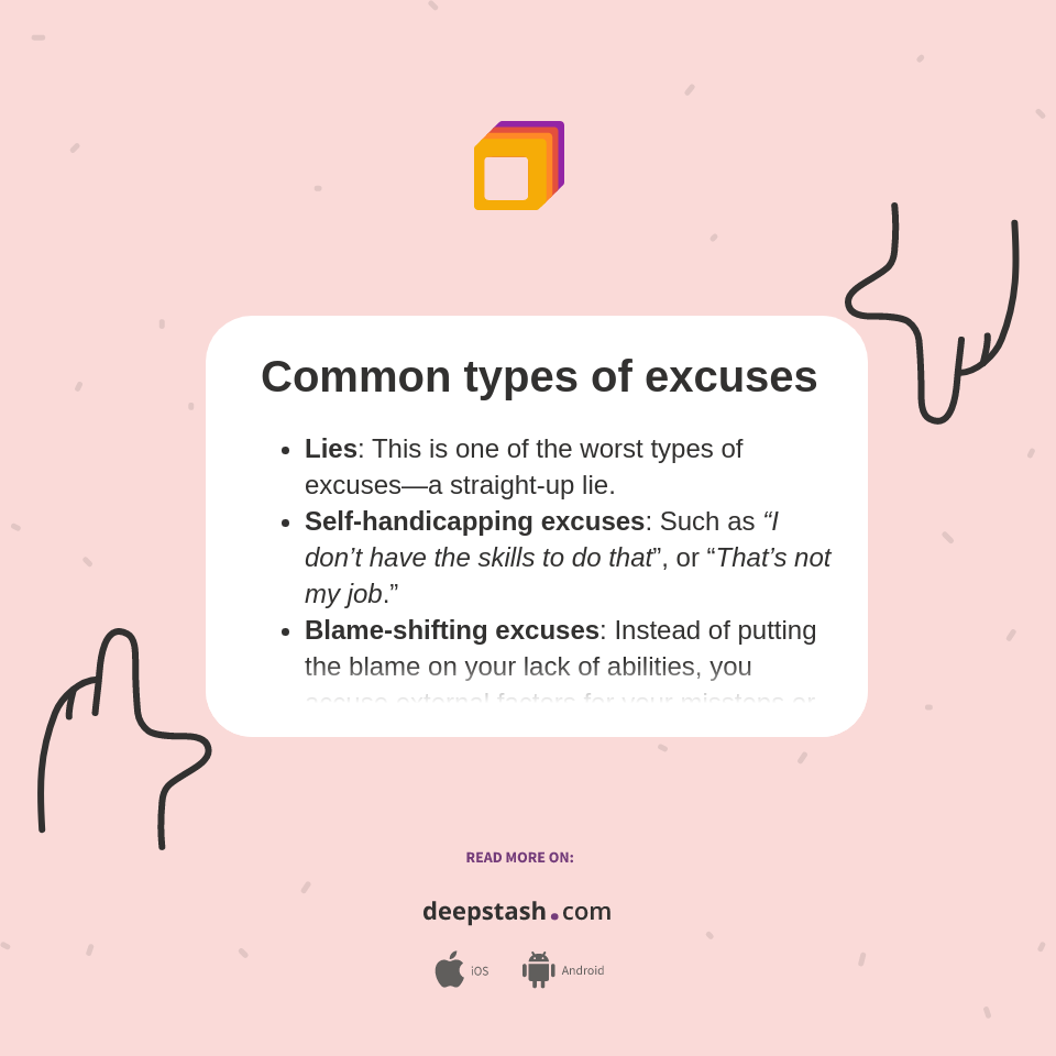 Common types of excuses - Deepstash
