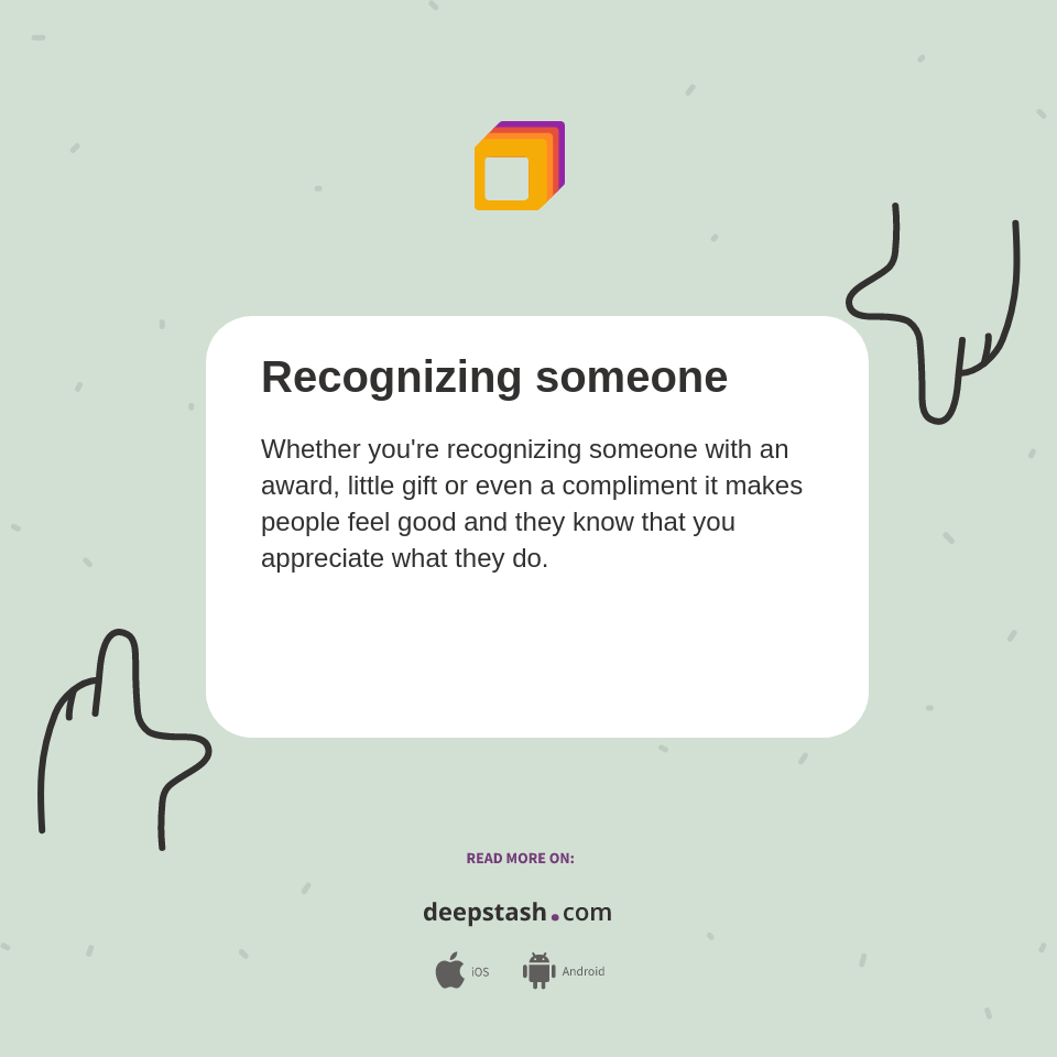 Recognizing someone - Deepstash