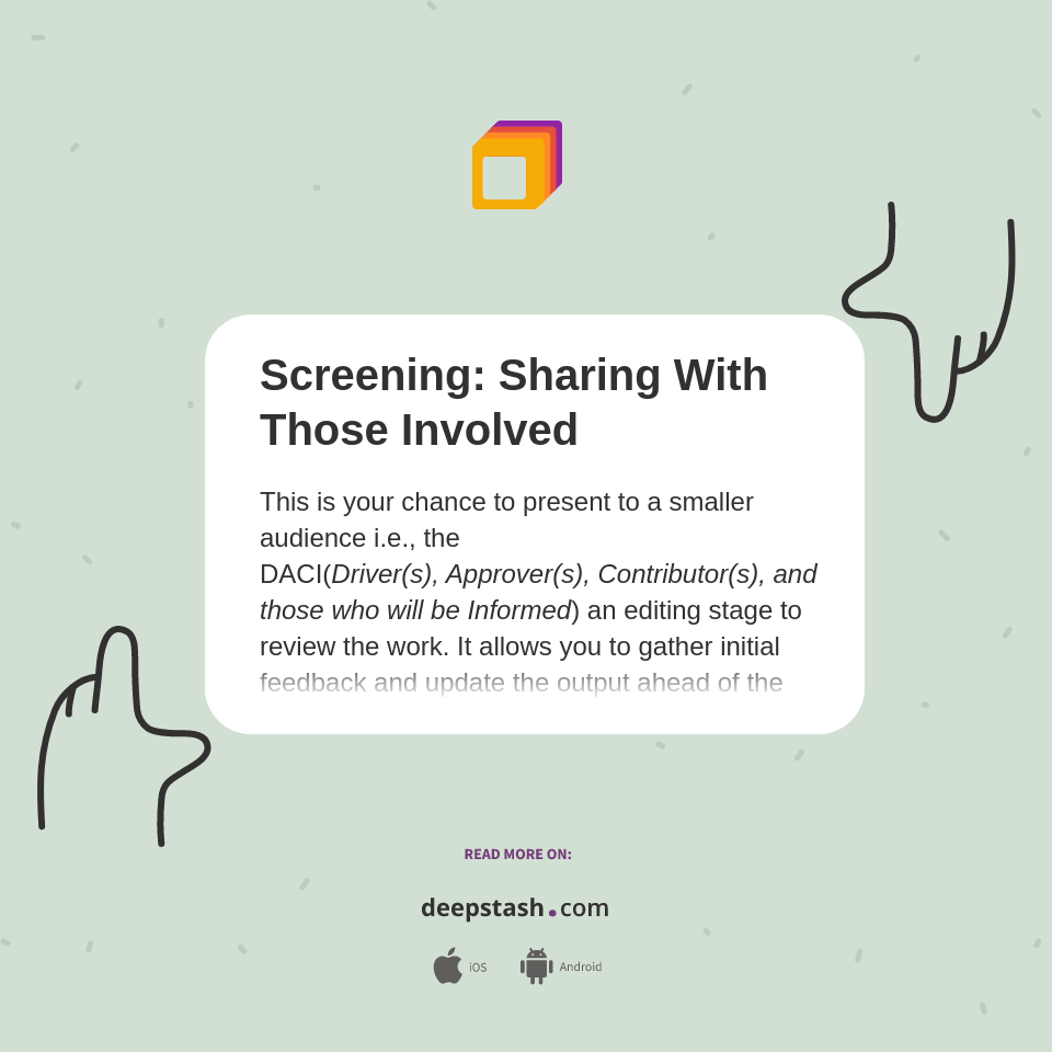 Screening: Sharing With Those Involved - Deepstash