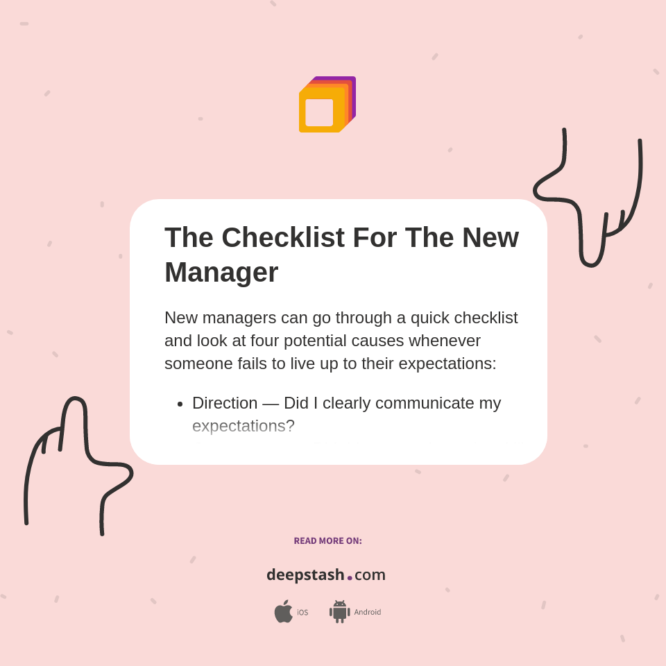 The Checklist For The New Manager - Deepstash