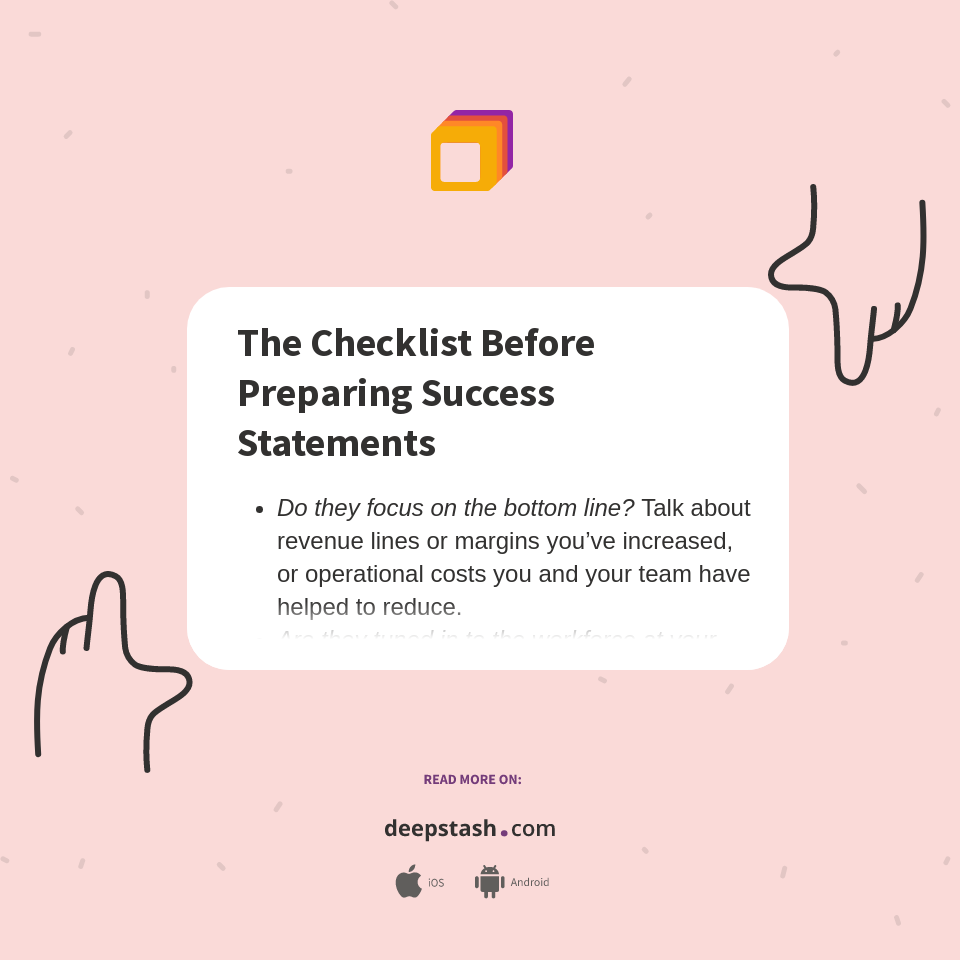 The Checklist Before Preparing Success Statements - Deepstash