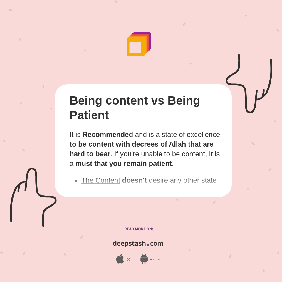 Being content vs Being Patient - Deepstash
