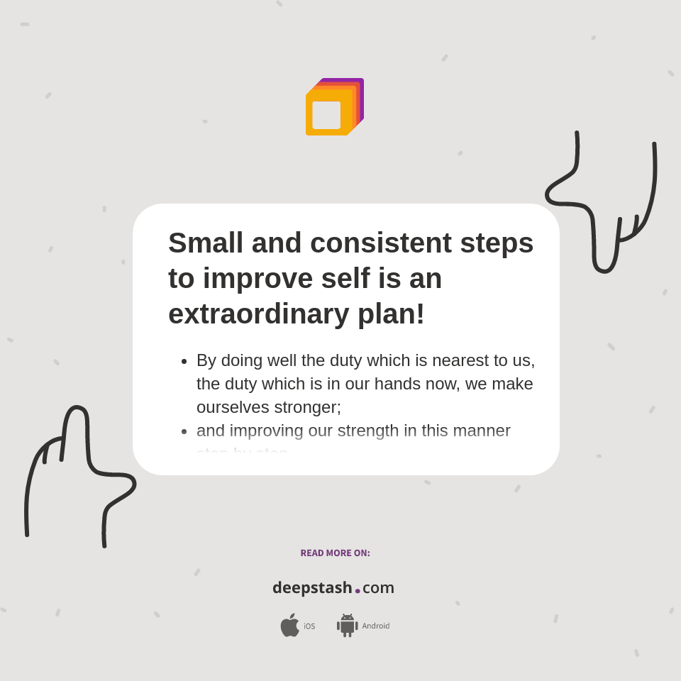 Small and consistent steps to improve self is an extraordinary plan ...