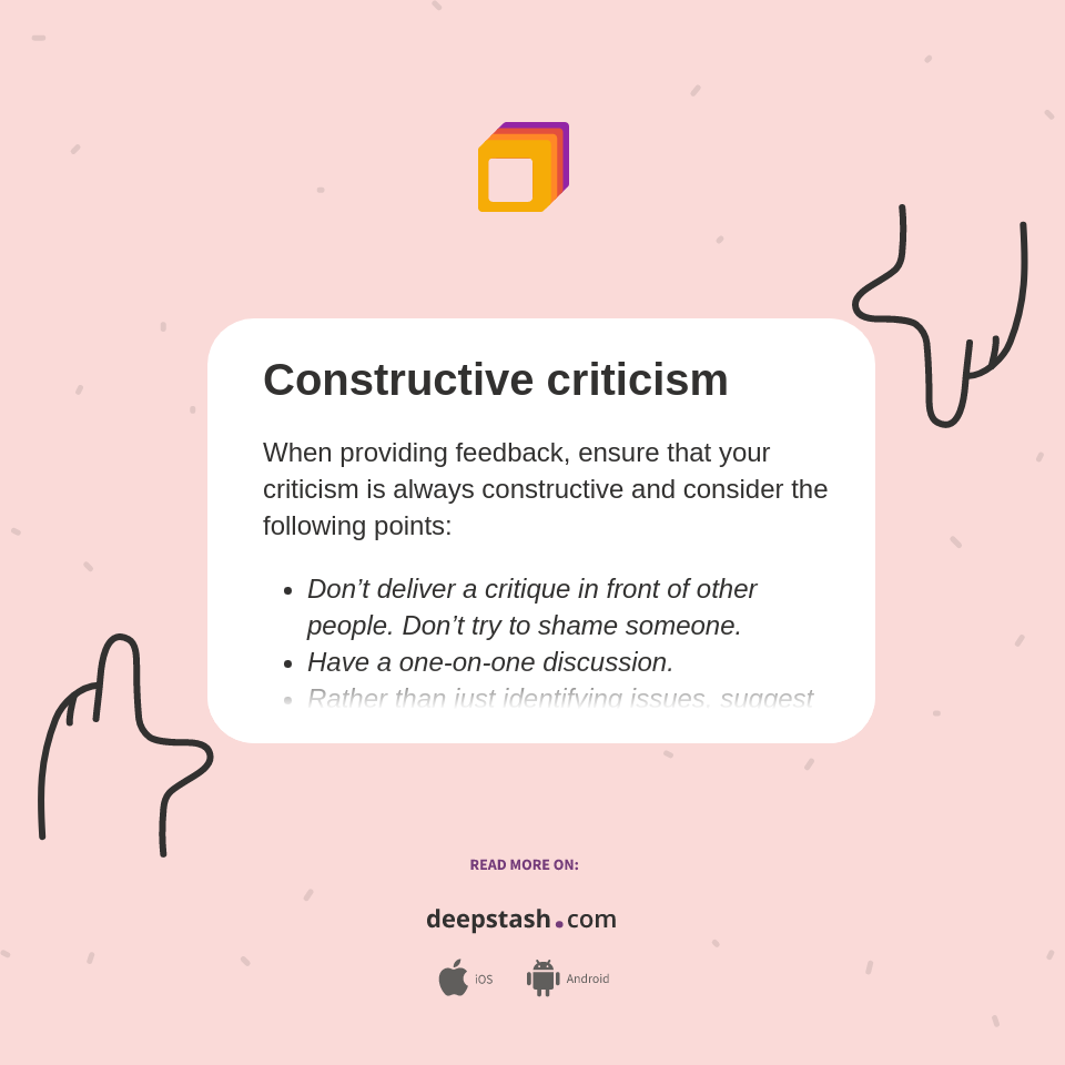 Constructive criticism - Deepstash