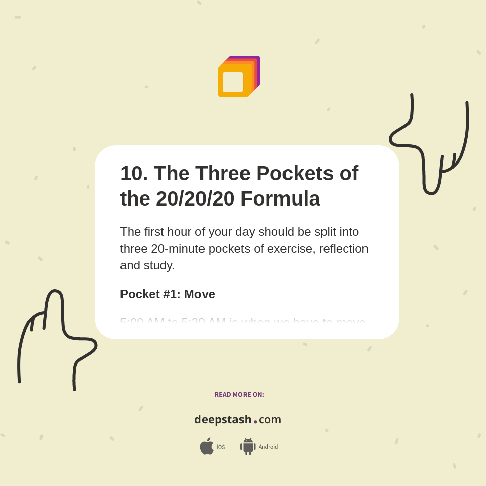 10. The Three Pockets of the 20/20/20 Formula - Deepstash