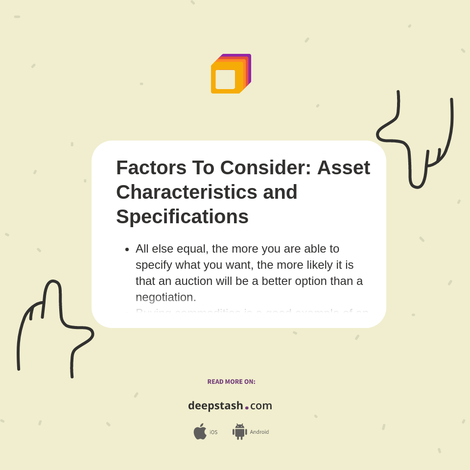 Factors To Consider: Asset Characteristics and Specifications - Deepstash