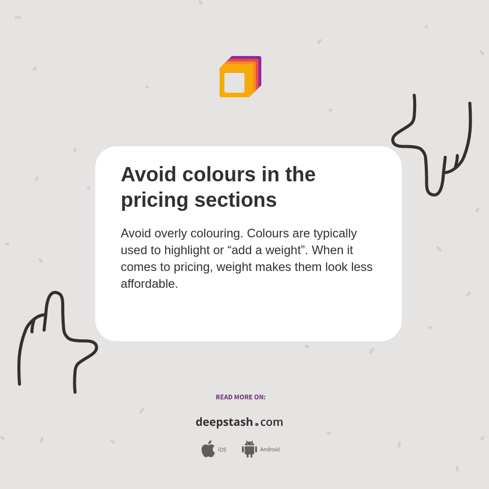 Avoid colours in the pricing sections - Deepstash