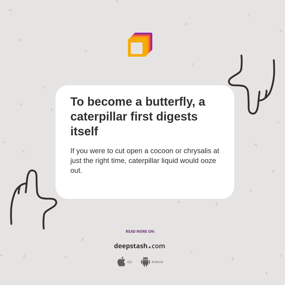 To become a butterfly, a caterpillar first digests itself - Deepstash