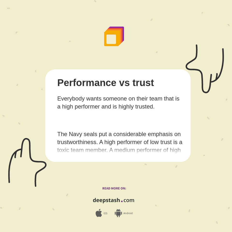 Performance vs trust - Deepstash