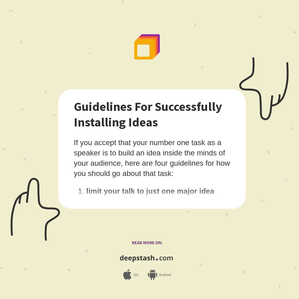 Guidelines For Successfully Installing Ideas - Deepstash