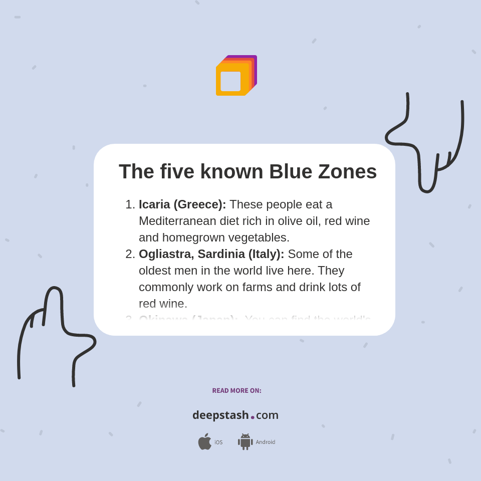 The five known Blue Zones - Deepstash