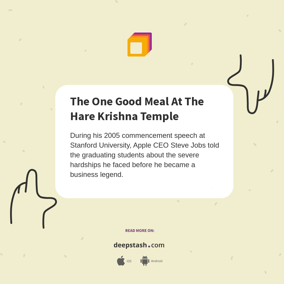 The One Good Meal At The Hare Krishna Temple - Deepstash