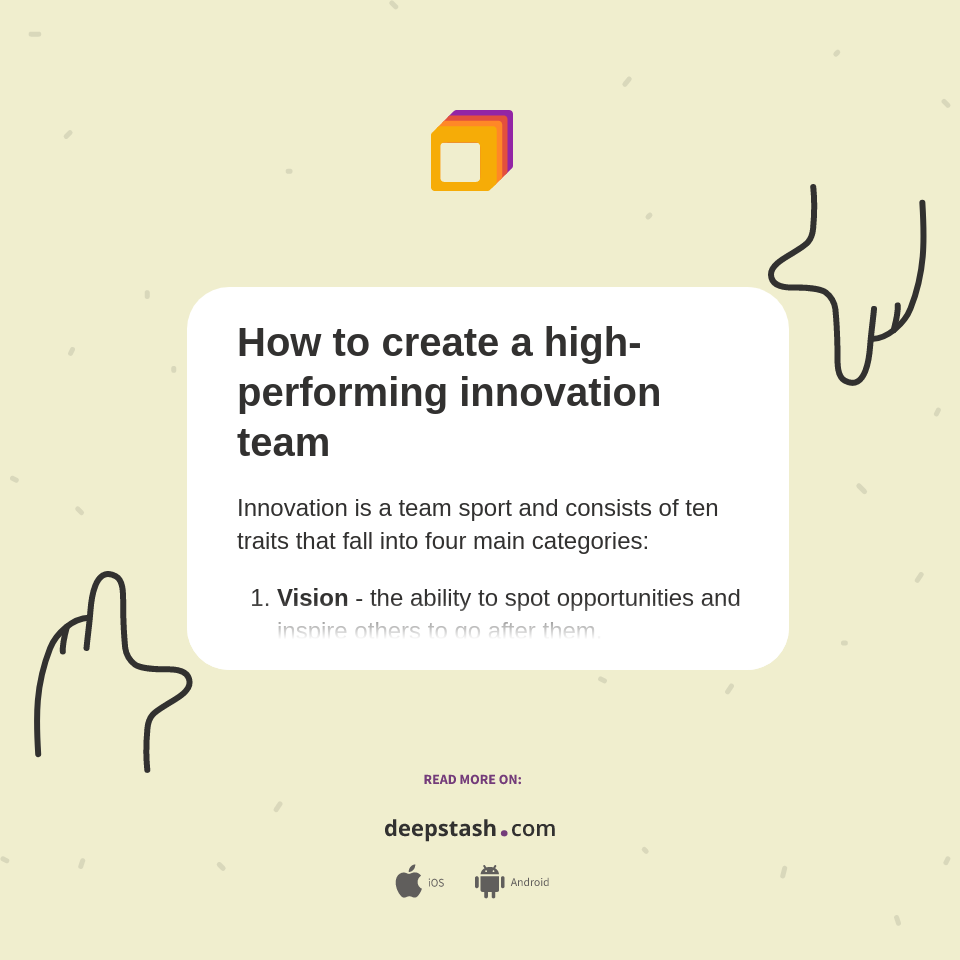 How to create a high-performing innovation team - Deepstash