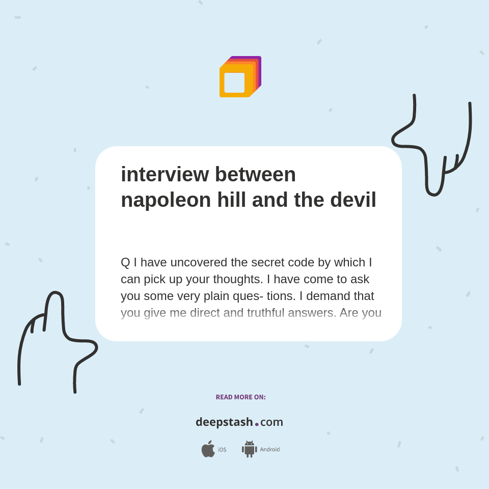 interview between napoleon hill and the devil - Deepstash