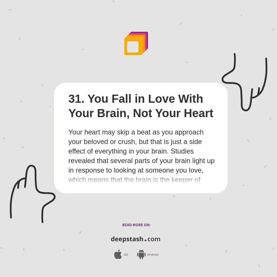 31. You Fall in Love With Your Brain, Not Your Heart - Deepstash