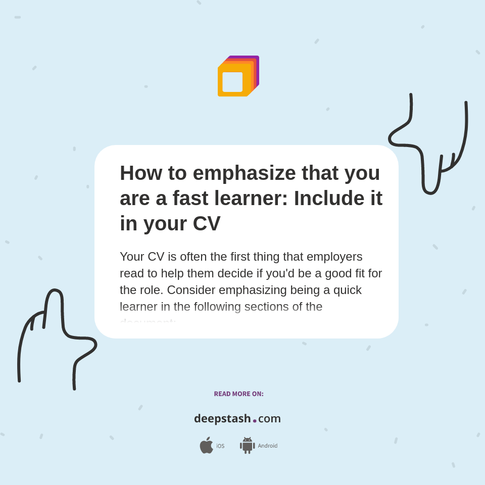 How to emphasize that you are a fast learner: Include it in your CV ...