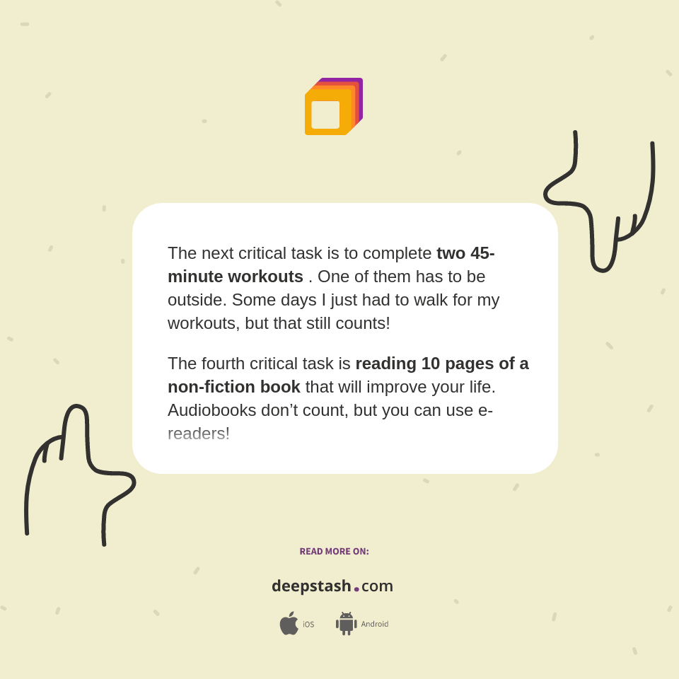 The next critical task is to complete ... - Deepstash