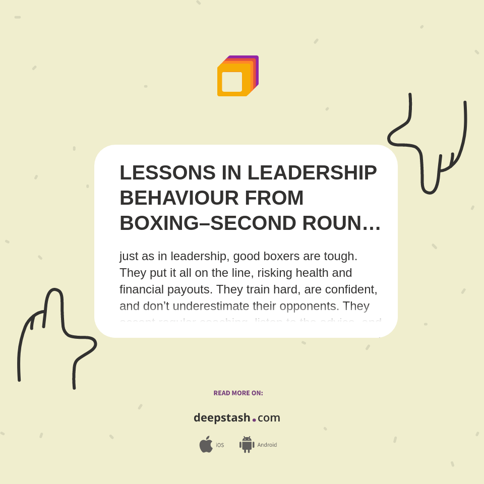 LESSONS IN LEADERSHIP BEHAVIOUR FROM BOXING–SECOND ROUND (PART 02 ...