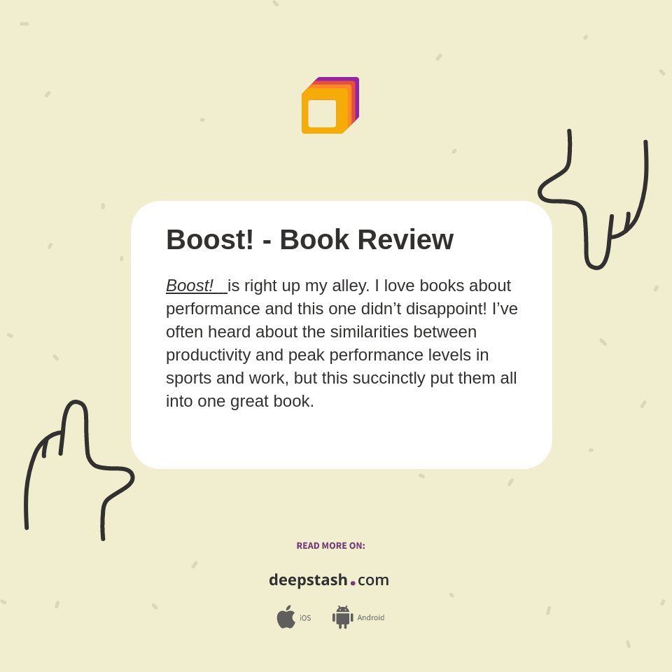 Boost! - Book Review - Deepstash