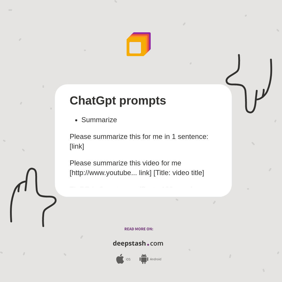 ChatGpt prompts - Deepstash