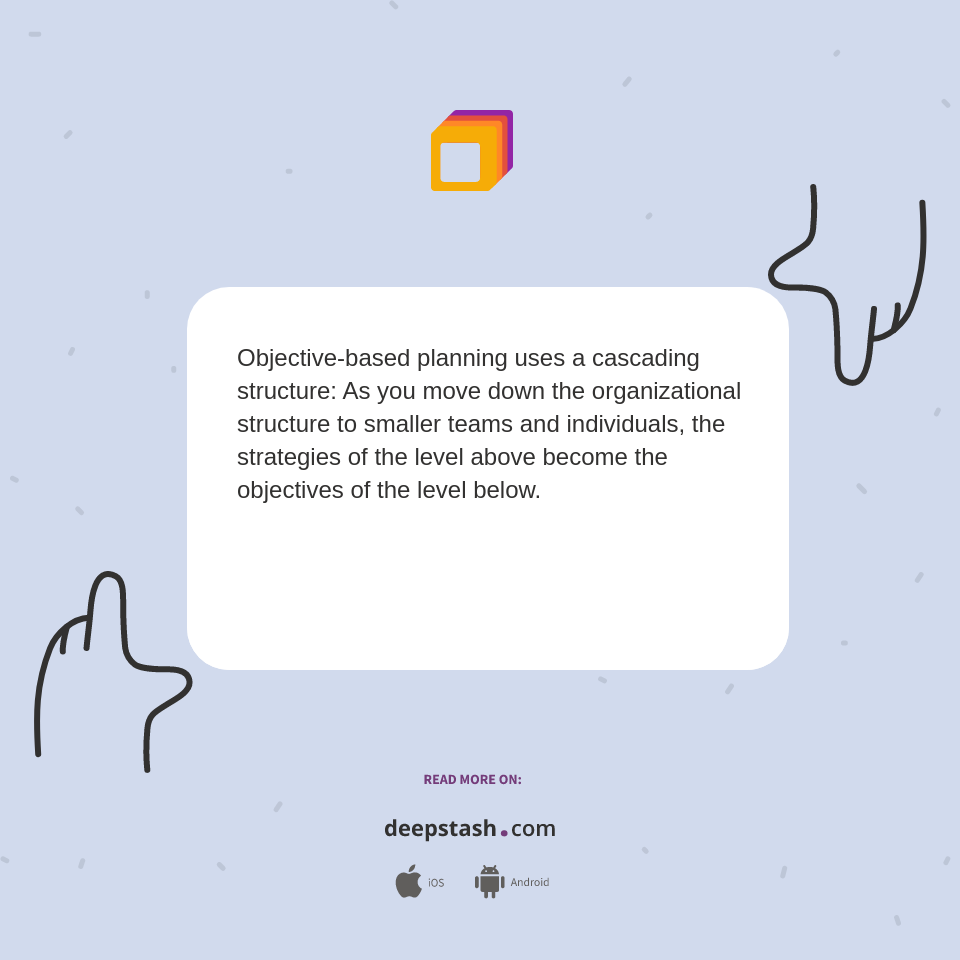 Objective-based planning uses a cascading structure: As you move down... - Deepstash