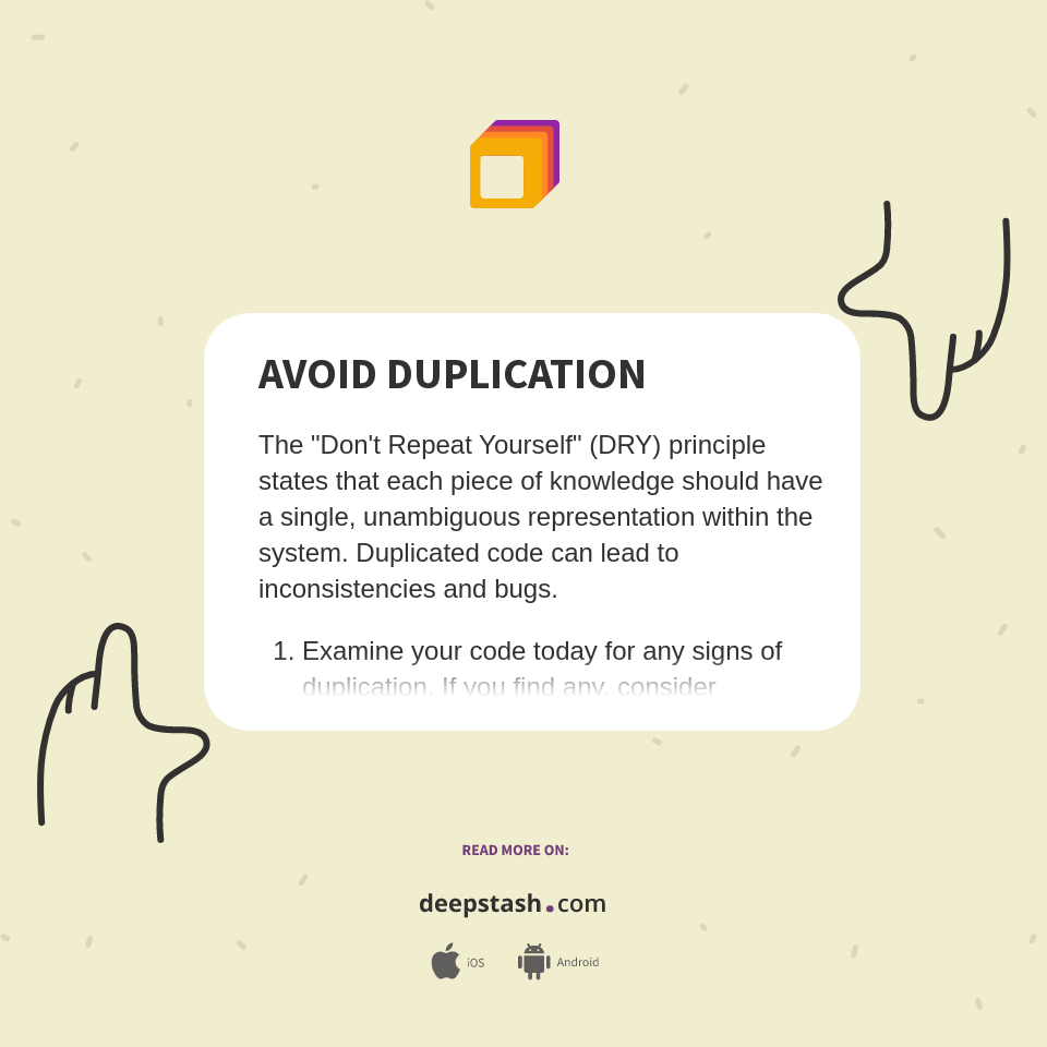 AVOID DUPLICATION - Deepstash