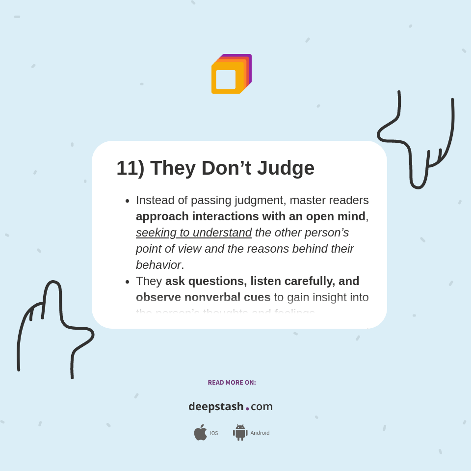 11) They Don’t Judge - Deepstash