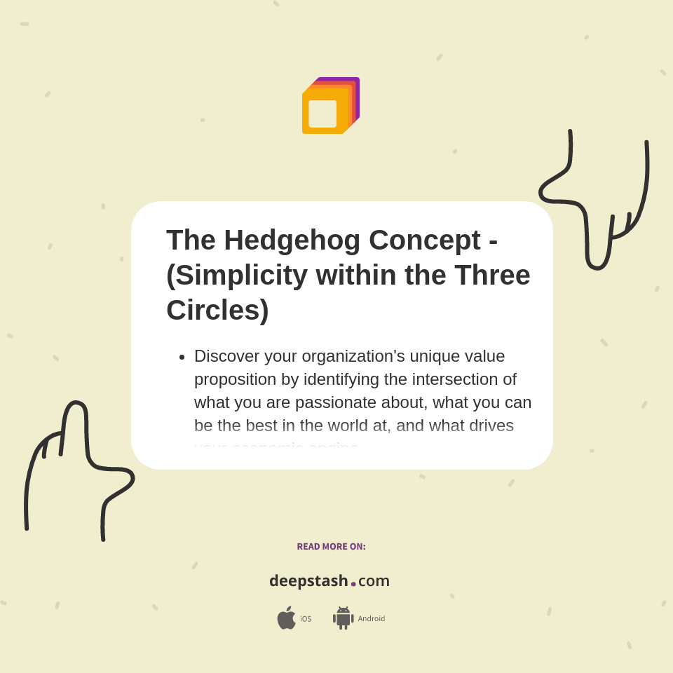 The Hedgehog Concept - (Simplicity within the Three Circles) - Deepstash