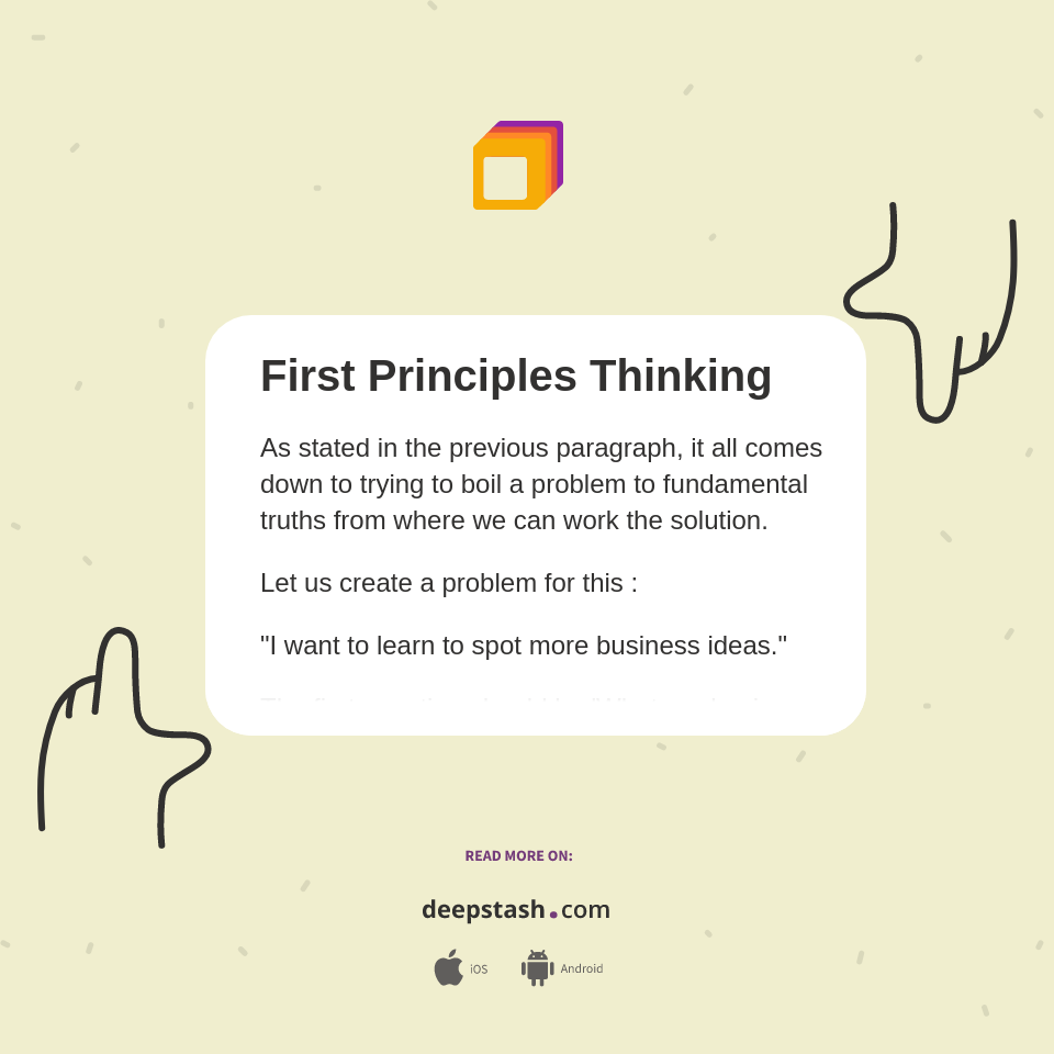 First Principles Thinking - Deepstash