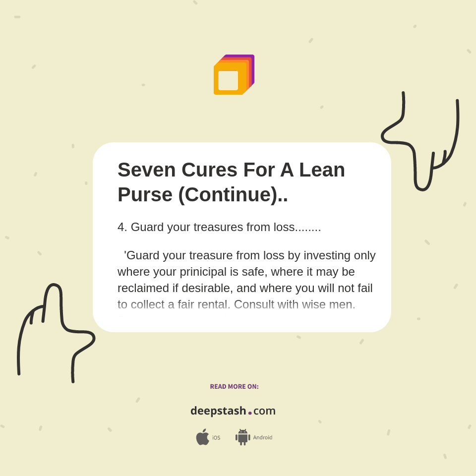 Seven Cures For A Lean Purse (Continue).. - Deepstash