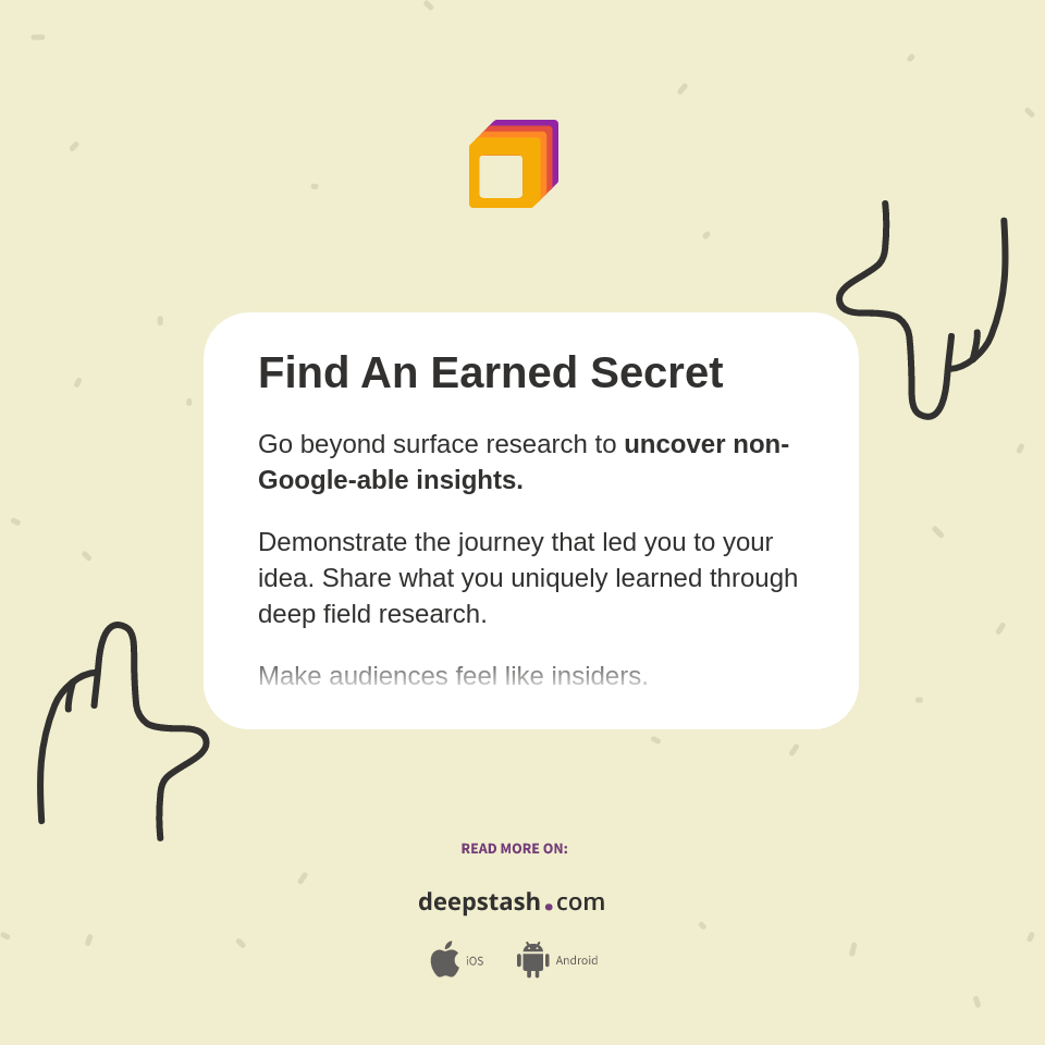 Find An Earned Secret - Deepstash