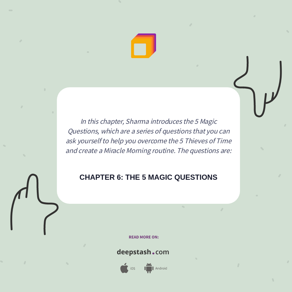 Quote by CHAPTER 6: THE 5 MAGIC QUESTIONS - Deepstash