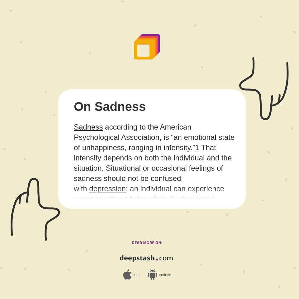 On Sadness - Deepstash