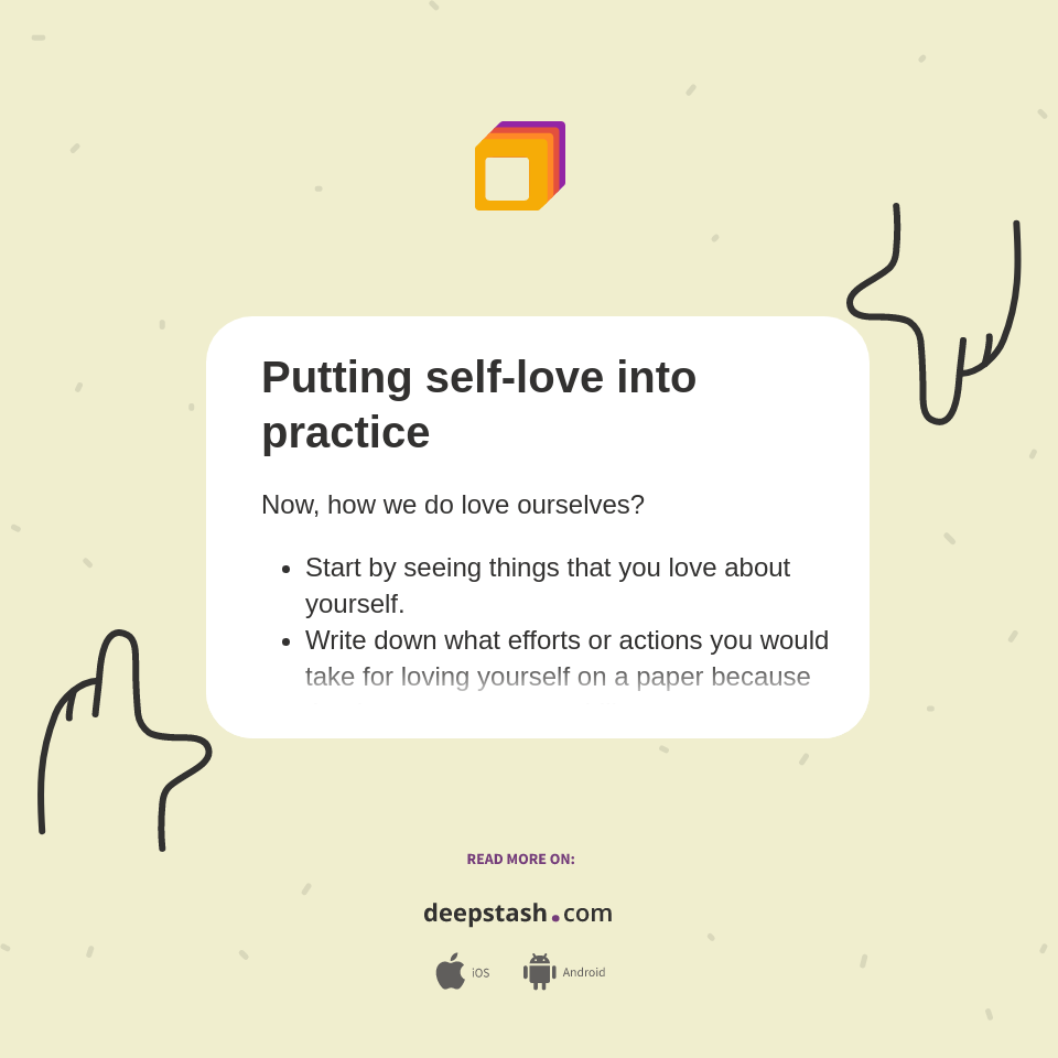 Putting self-love into practice - Deepstash