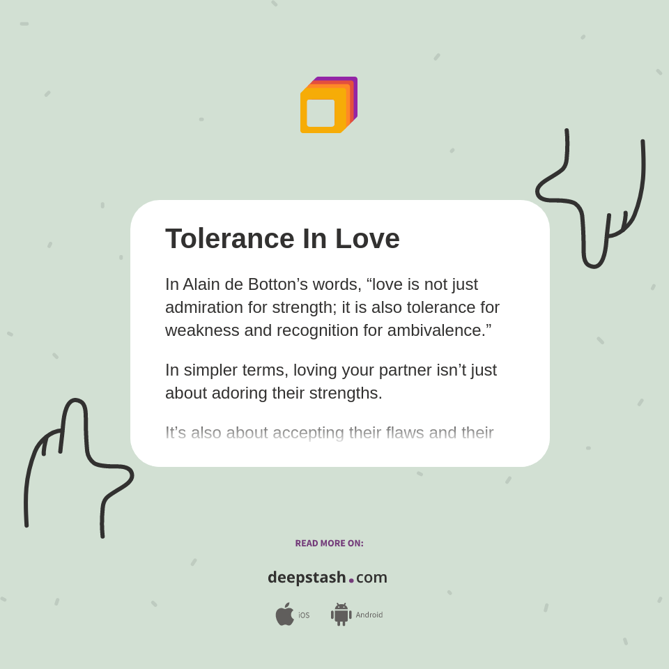 Tolerance In Love - Deepstash