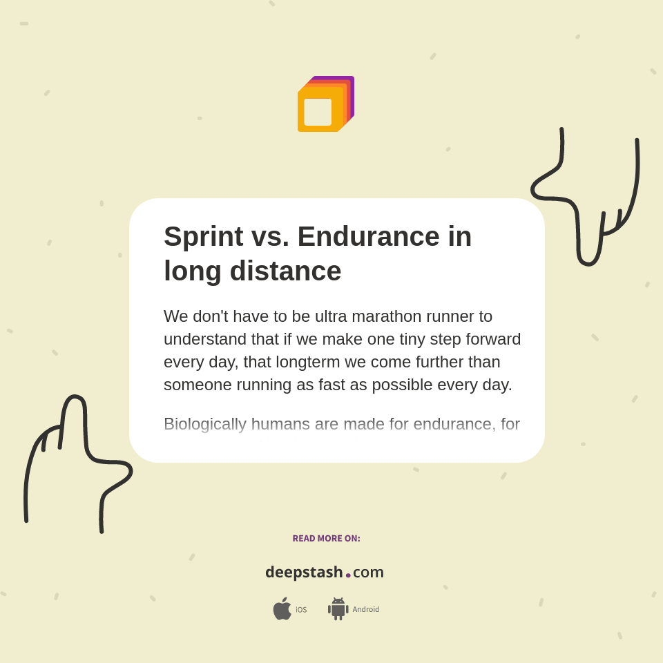 Sprint vs. Endurance in long distance - Deepstash