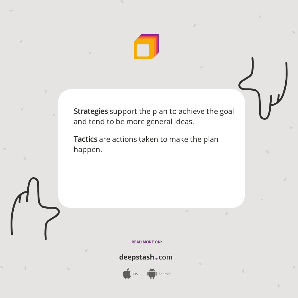 Strategies support the plan to achieve the goal... - Deepstash