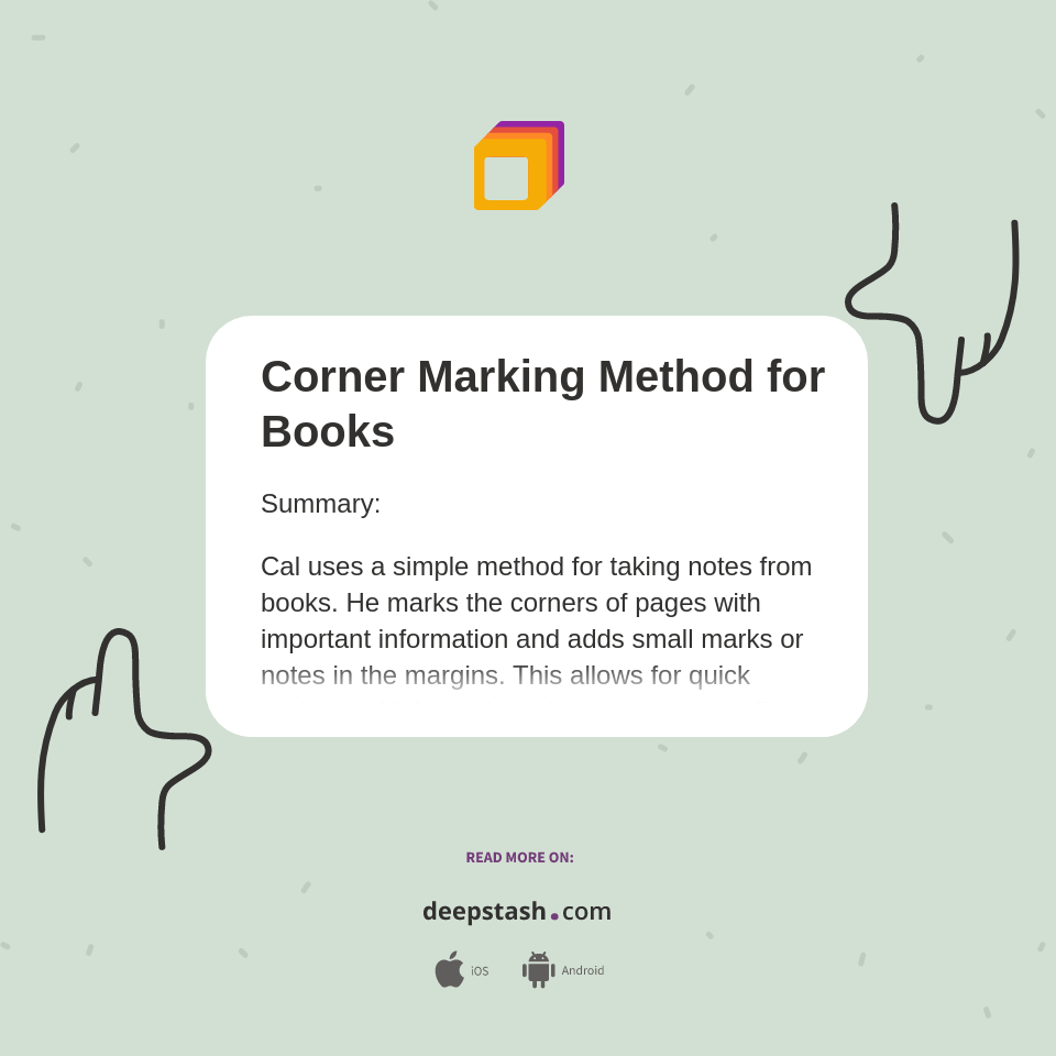 Corner Marking Method for Books - Deepstash